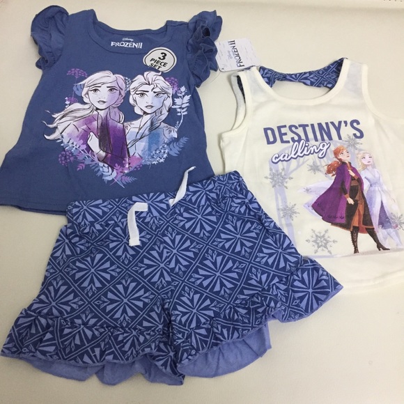 Disney | Matching Sets | Disney Frozen Elsa Anna 3pc Shorts Set | Poshmark